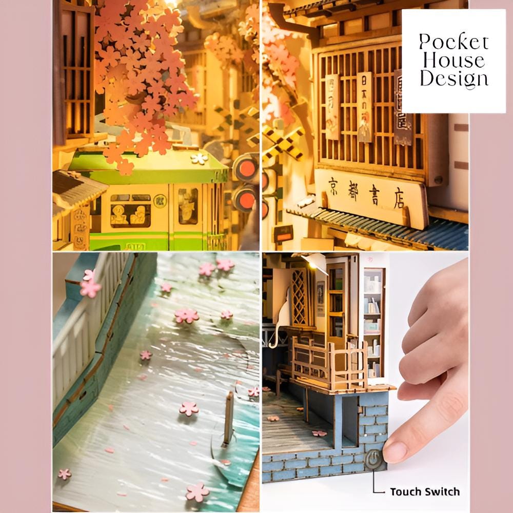 Build Your Own Book Nook Kit DIY Miniature Dollhouse Sakura Densya ...