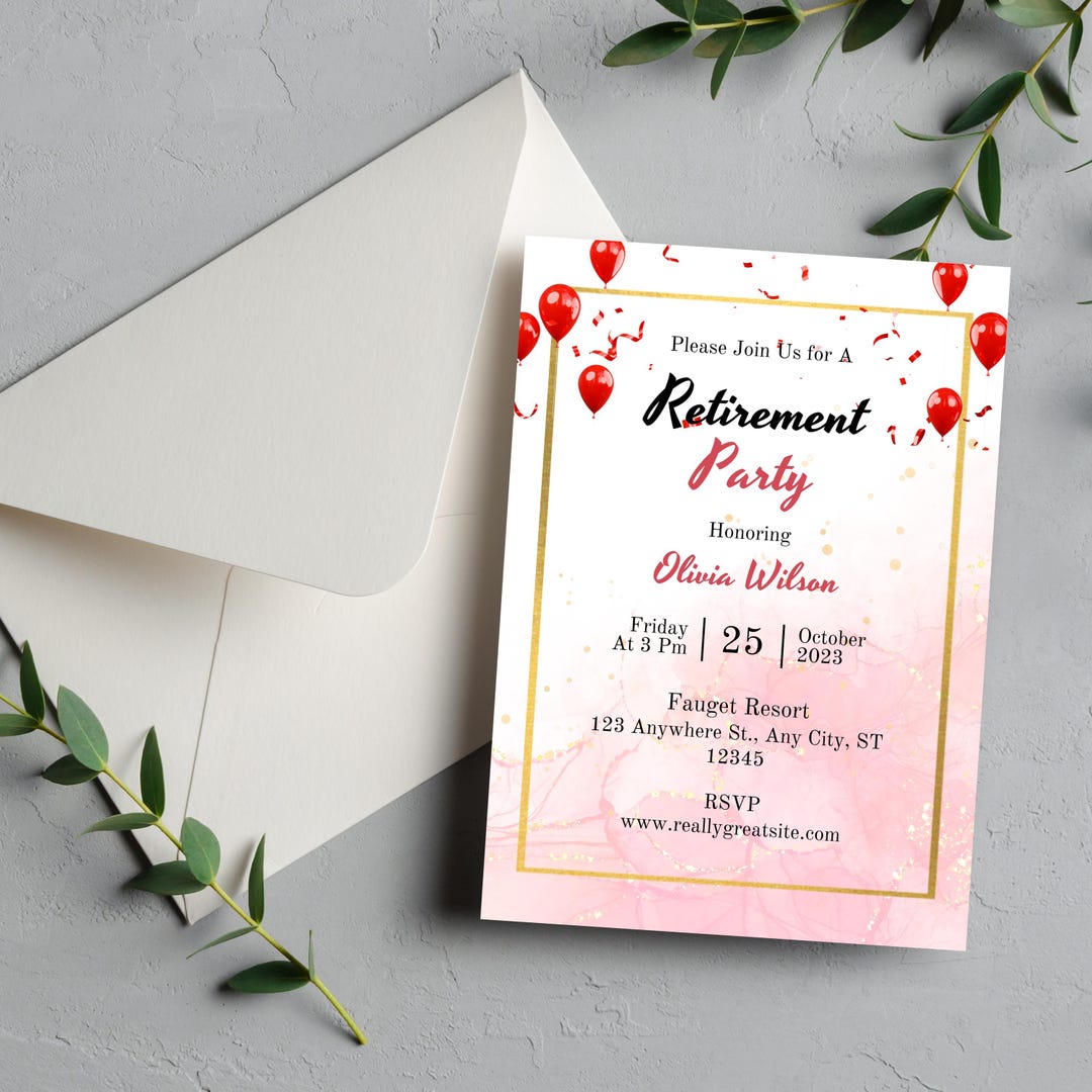 Customizable Retirement Party Invitation | Soft Blush Pink Floral ...