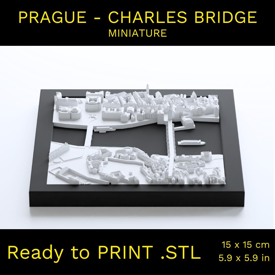 3D Prague Charles Bridge City Map, STL File (digital File) - Etsy