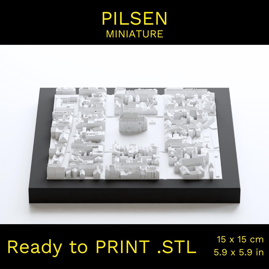 3D Pilsen, Czechia, 3D City, Pilsen, Czech Republic, STL File, 3D ...