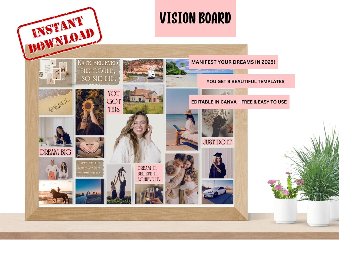 Vision Board Template Kit 2025 DIGITAL Vision Board, Personalized ...