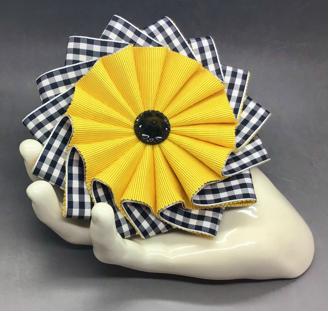 Yellow, Black and White Pinwheel Cocarde Cockade Applique Millinery ...