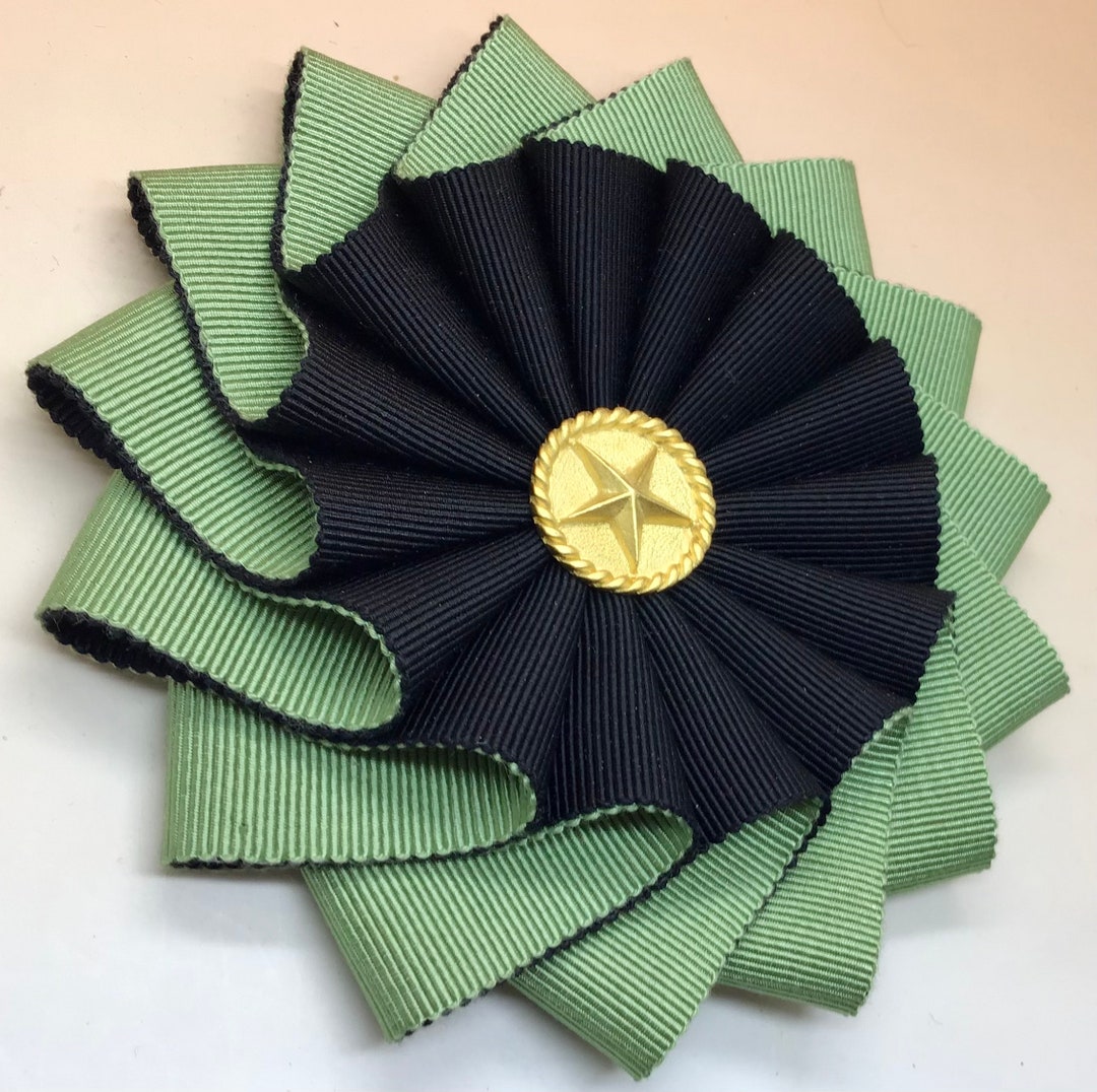 Sage Green and Black Pinwheel Cocarde Cockade Applique Millinery ...
