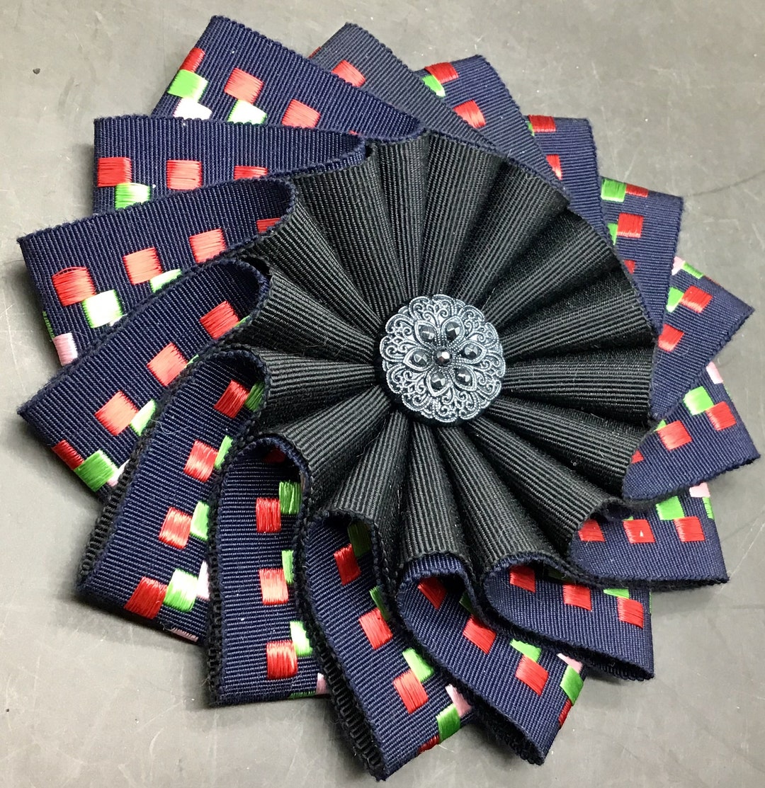 Black and Navy Blue Wheel Cocarde Cockade Applique Millinery Military ...