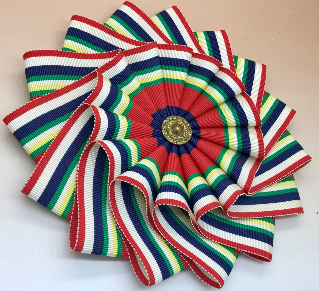 Red Blue Yellow and White Wheel Cocarde Cockade Applique Millinery ...