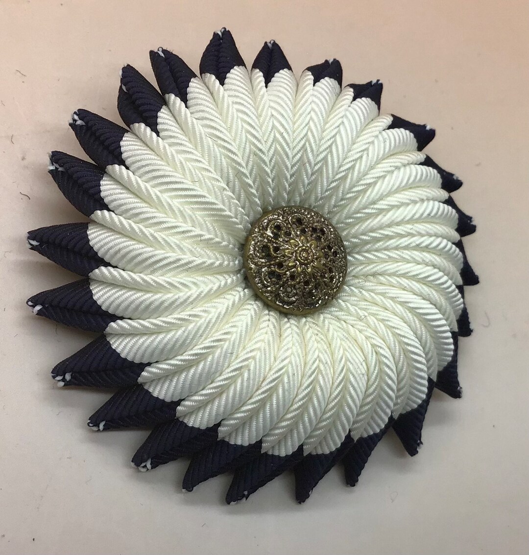 Deep Blue and White Folded Cocarde Cockade Brooch - Etsy