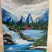 20"x16" Acrylic Canvas Painting, Nature, Mountain View, Waterfalls ...