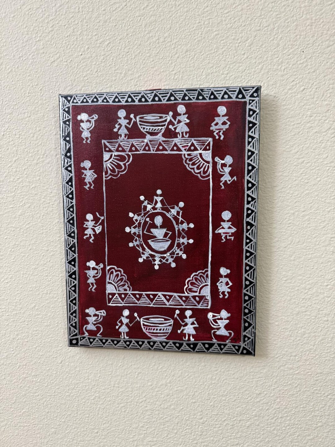 9" X 12" Inch Handmade Beautiful Warli Art Showcasing the Warli Tribe ...