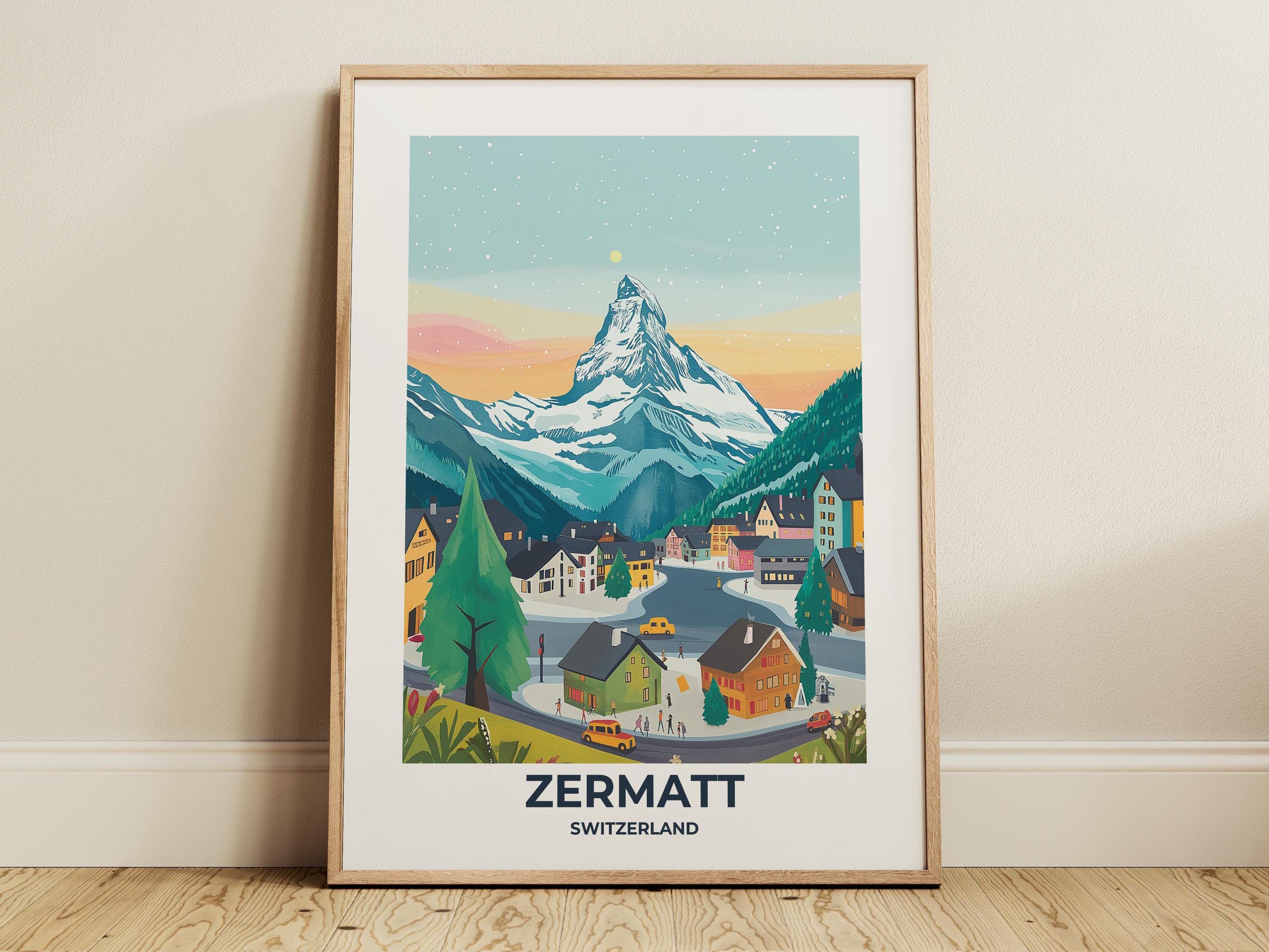Zermatt Travel Poster Zermatt Poster Zermatt Travel Print Zermatt City ...
