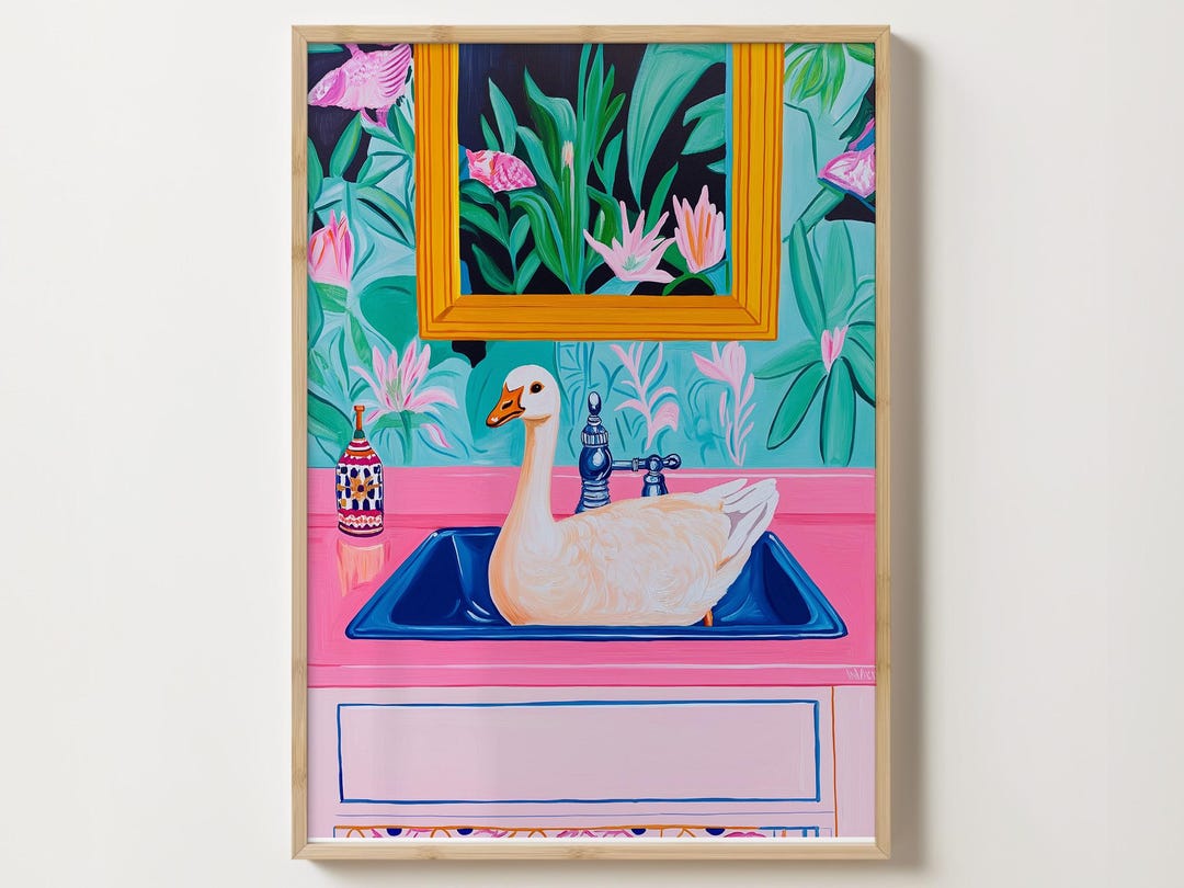 Goose Poster, Goose Wall Art, Animal Art Print, Bathroom Art, Goose ...