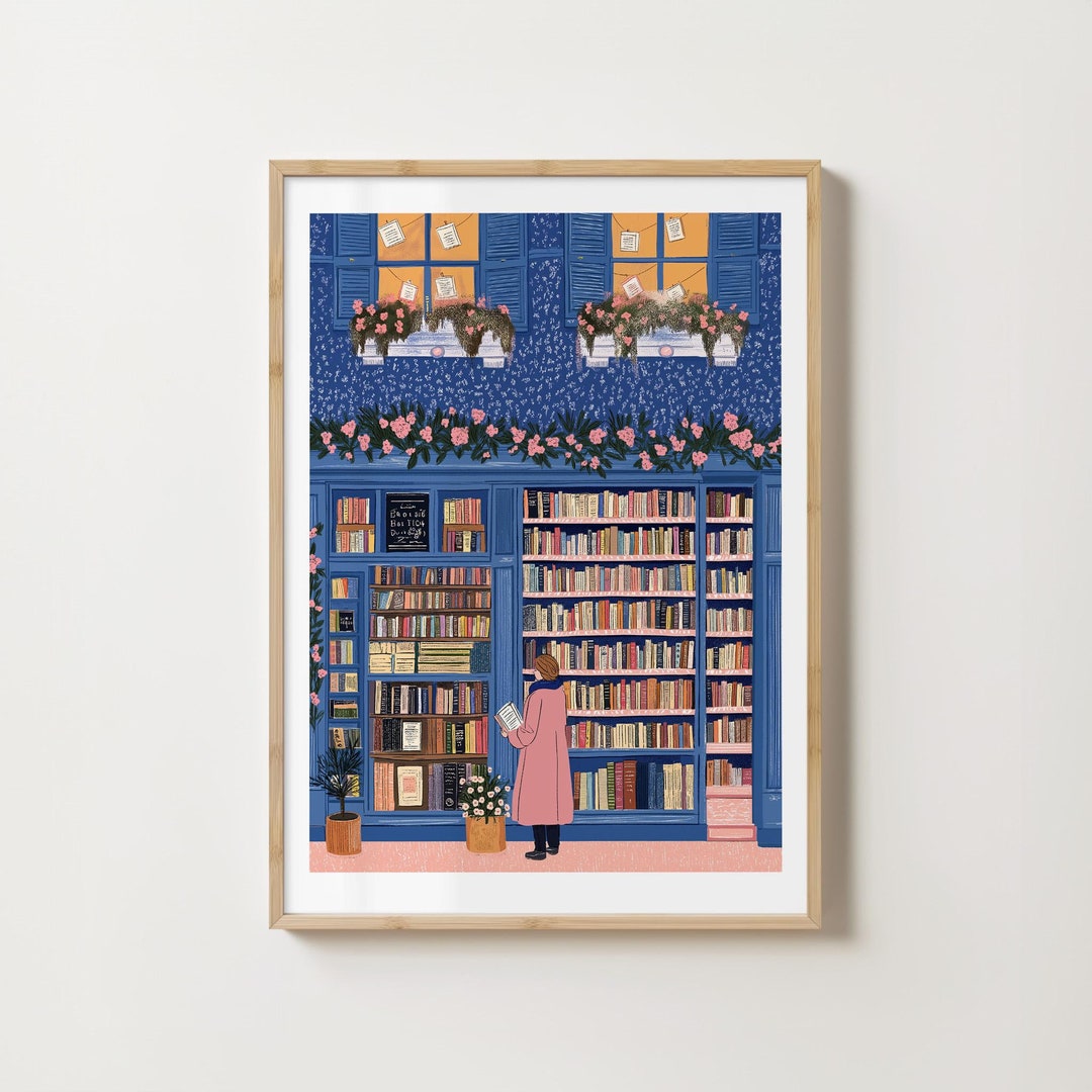 Bookshop Art Print, Bookshop Poster, Book Art Print, Reading Art Print ...
