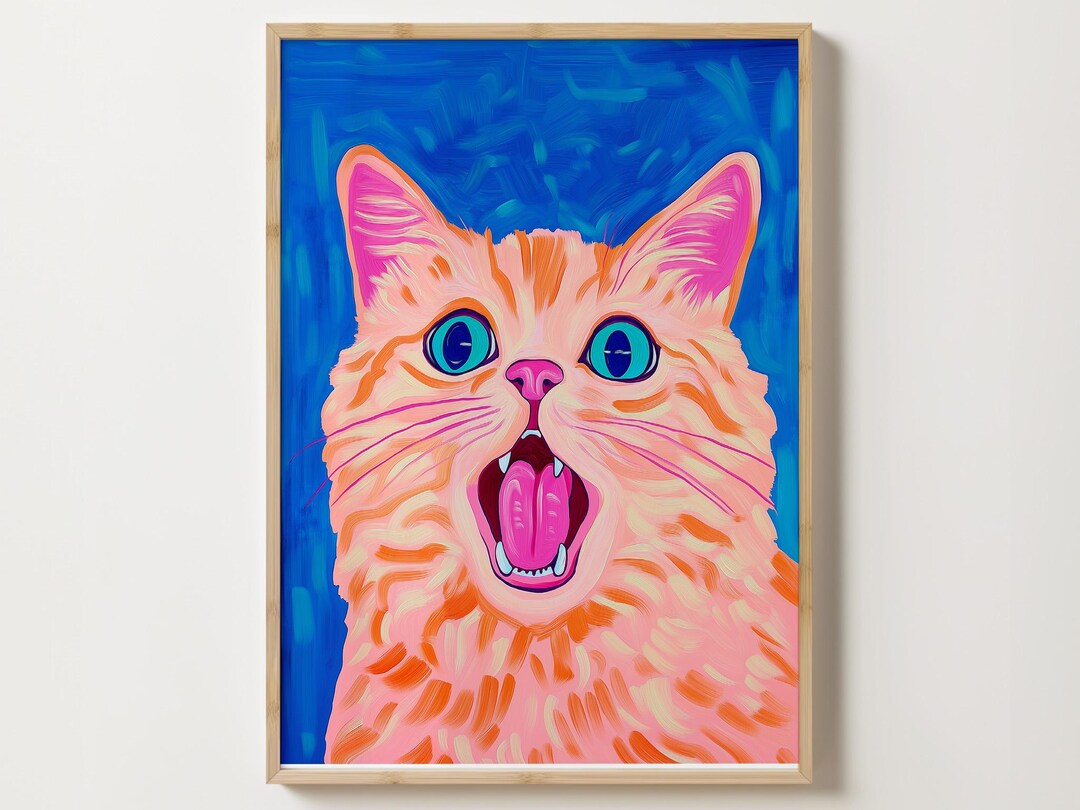 Funny Cat Poster, Cat Wall Art, Humor Cat Print, Funny Cat Art Print ...