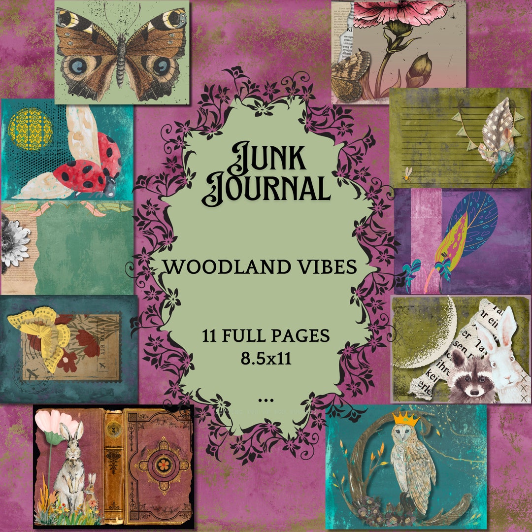 Woodland Vibes Junk Journal Pages. Whimsy, Forest Inspired, Mixed Media ...