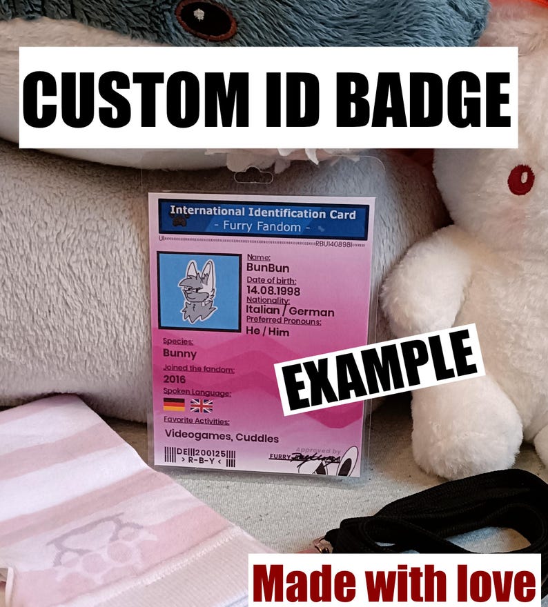 Personalised Furry ID Card | Laminated, Optionally With NFC Tag And/or ...