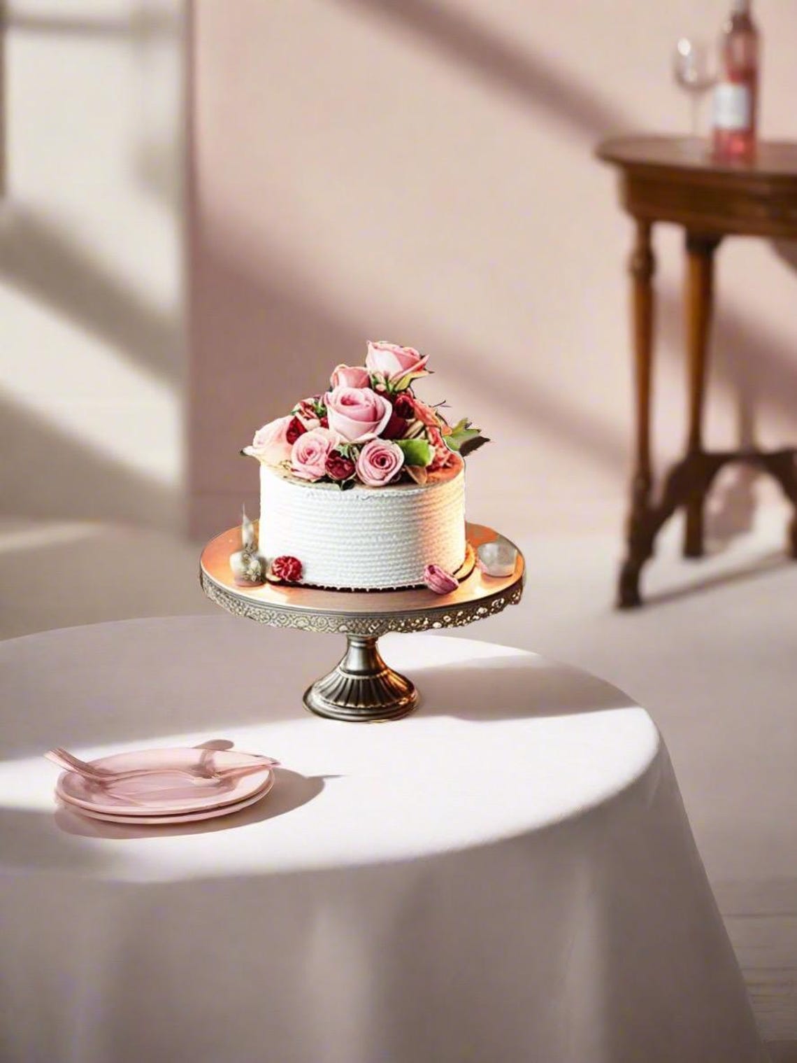 Fake Cake Prop With Pink Flowers for Staging, Decor and Photography - Etsy