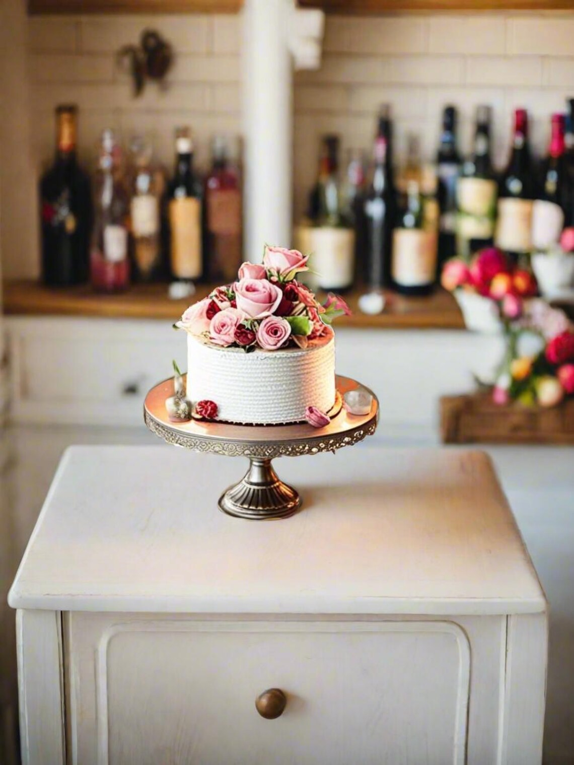 Fake Cake Prop With Pink Flowers for Staging, Decor and Photography - Etsy