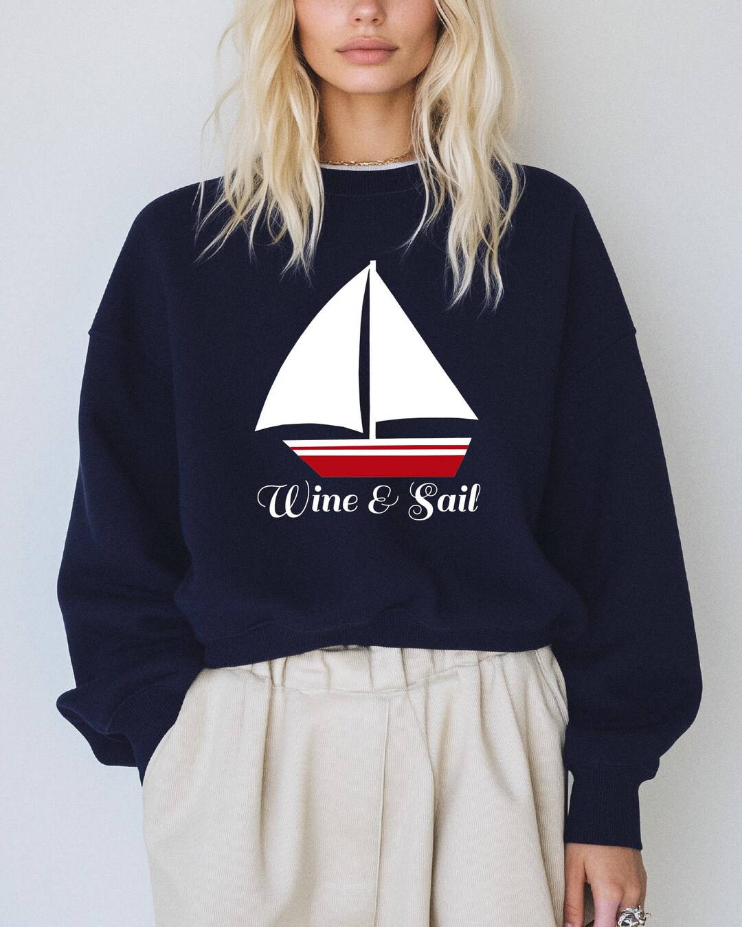 Wine & Sail Sweatshirt, Fisherman Aesthetic Sweatshirt, Sailboat Sweatshirt, Fish Crewneck ...