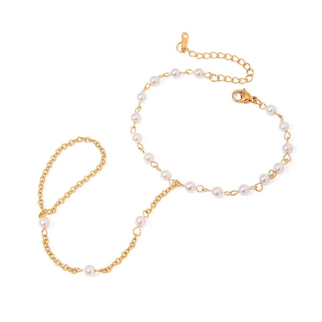 Pearl Hand Chain Hand Accessory, Finger Bracelet, Finger Chain, Hand ...