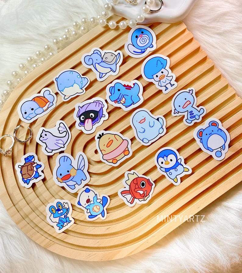 Mini Poke Stickers| Water Type - Etsy