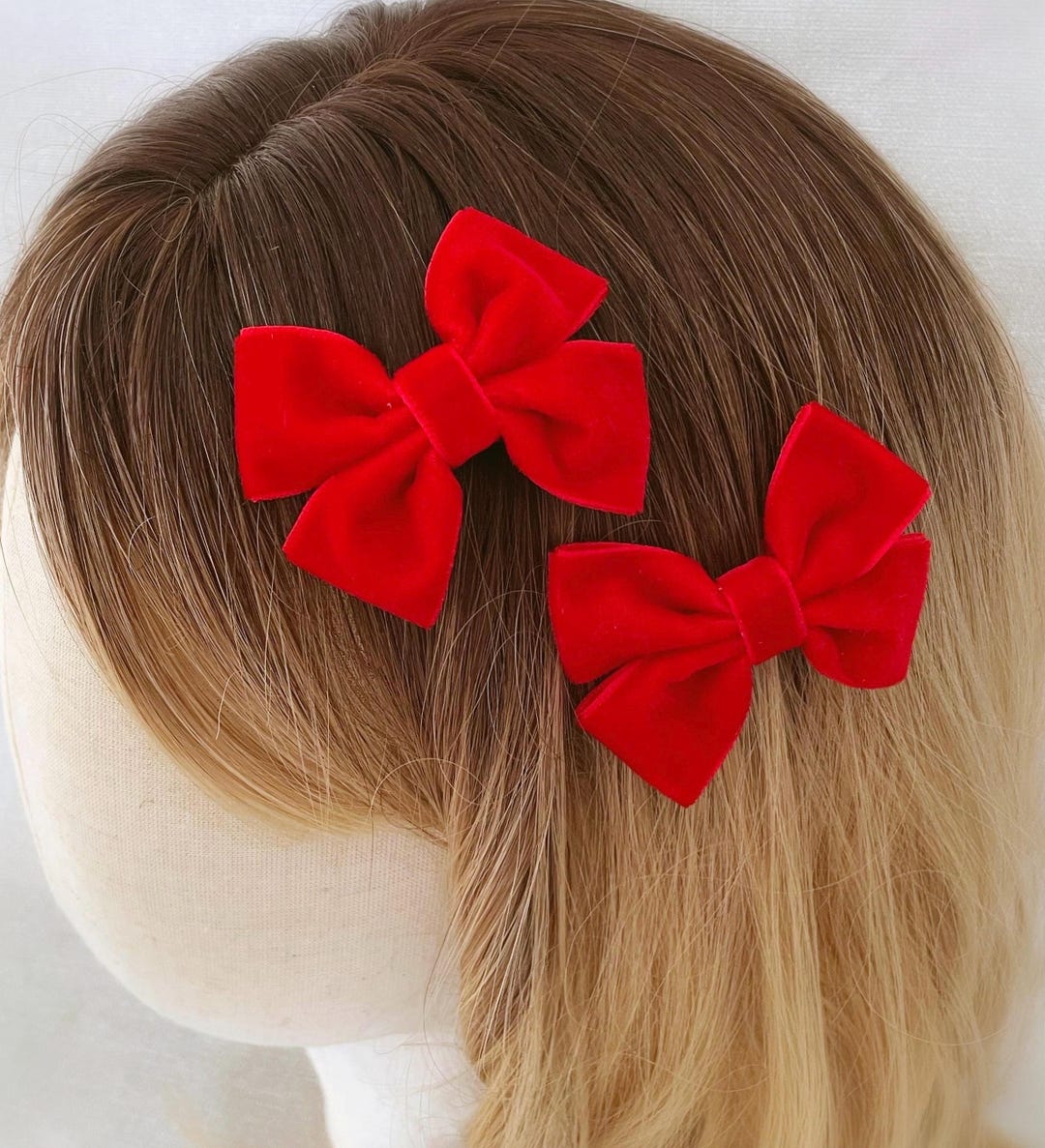 Red Velvet Bow Hair Clips for Babies & Girls | Holiday Hair Accessories ...