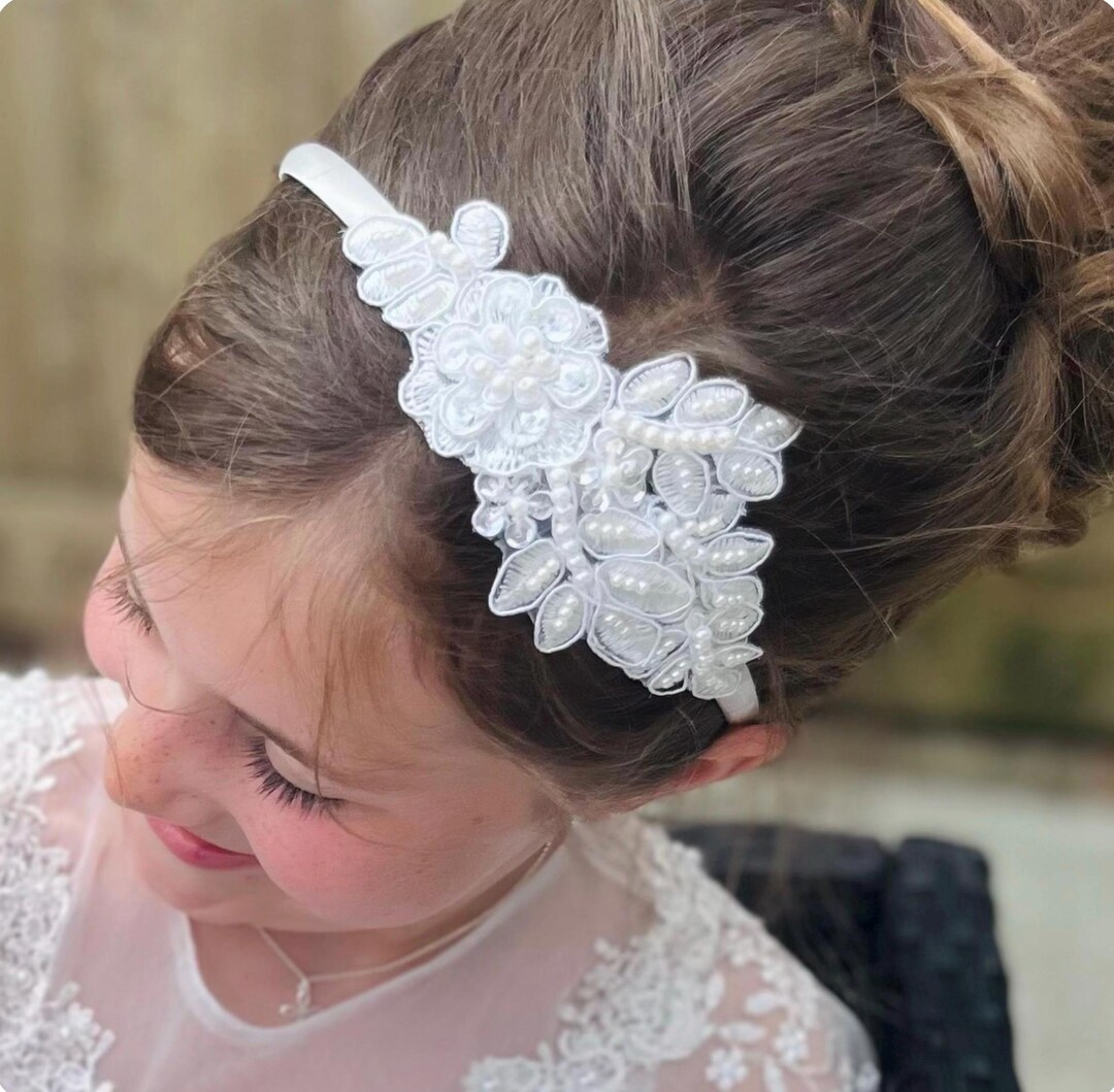 Holy Communion Headband / Flower Girl Headband / Alice Band / Baptism ...