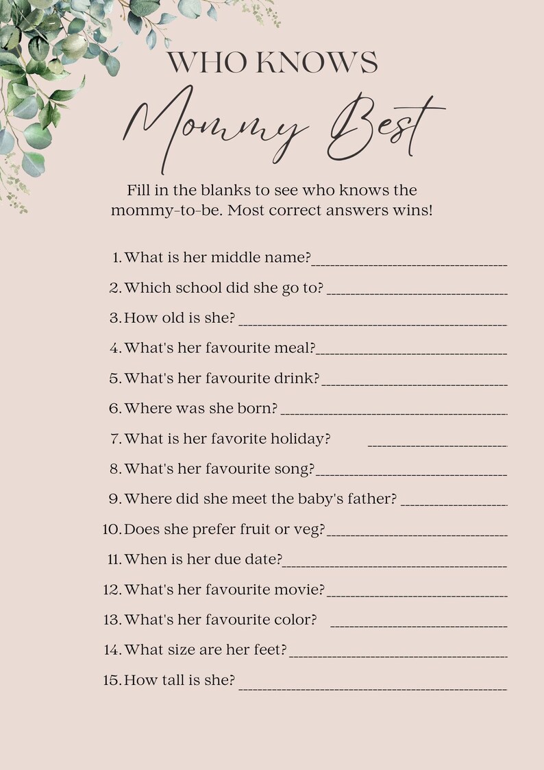 Baby Shower Game - Etsy