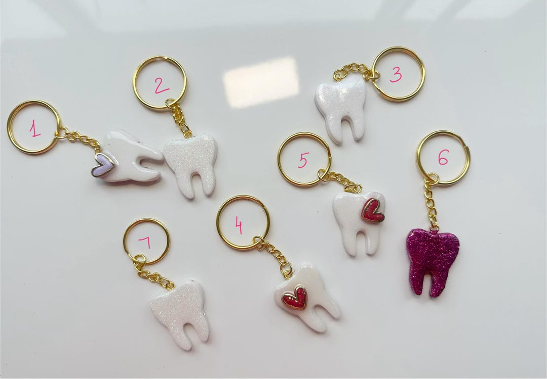 Tooth Teeth Keychains Glitter Gold Silver - Etsy