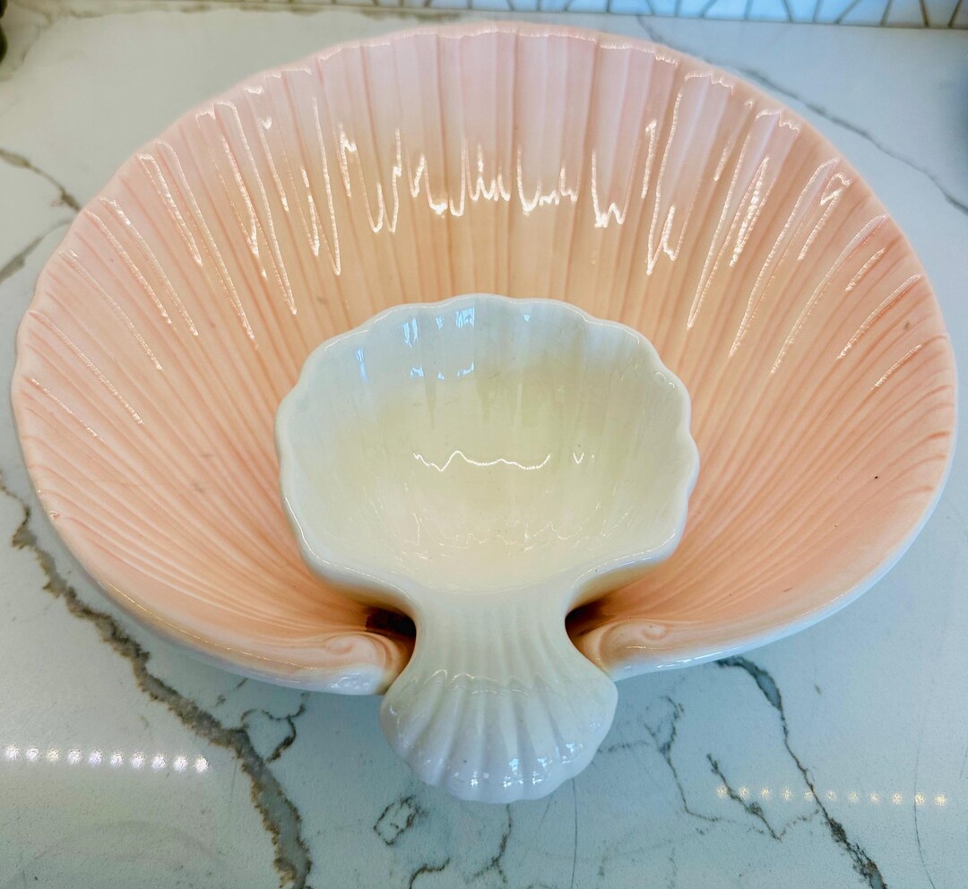 80s Oyster/ Clam Shell Chip & Dip Bowl - Etsy