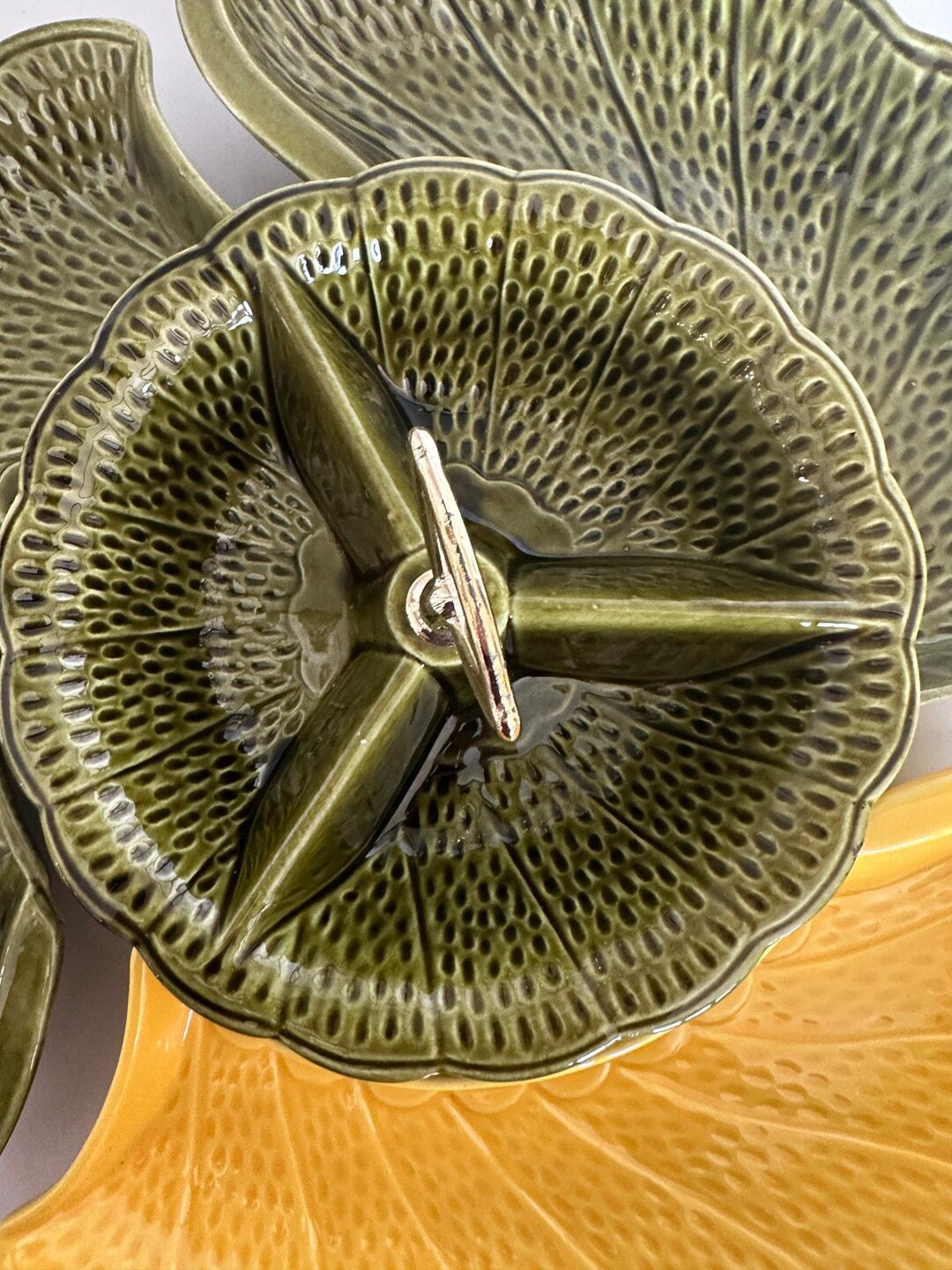 MCM Ceramic Appetizer Set – Lazy Susan Style | Green & Yellow Crescent ...