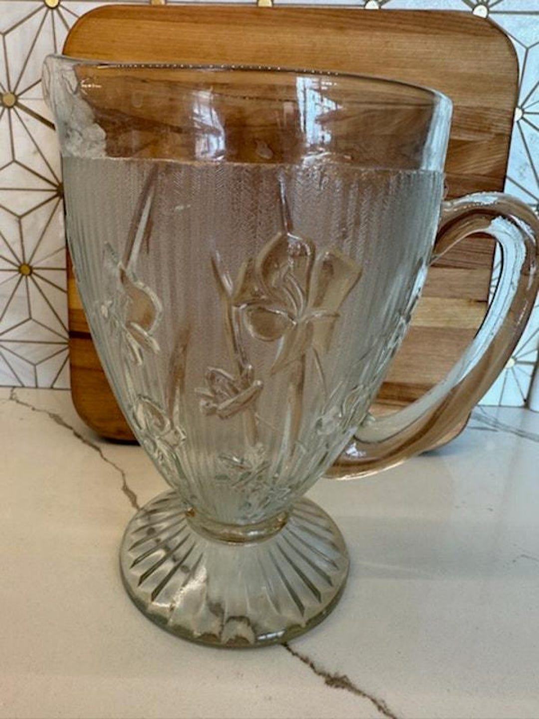 Vintage 1930s Jeannette Glass Iris and Herringbone Pitcher | Depression Glass - Etsy