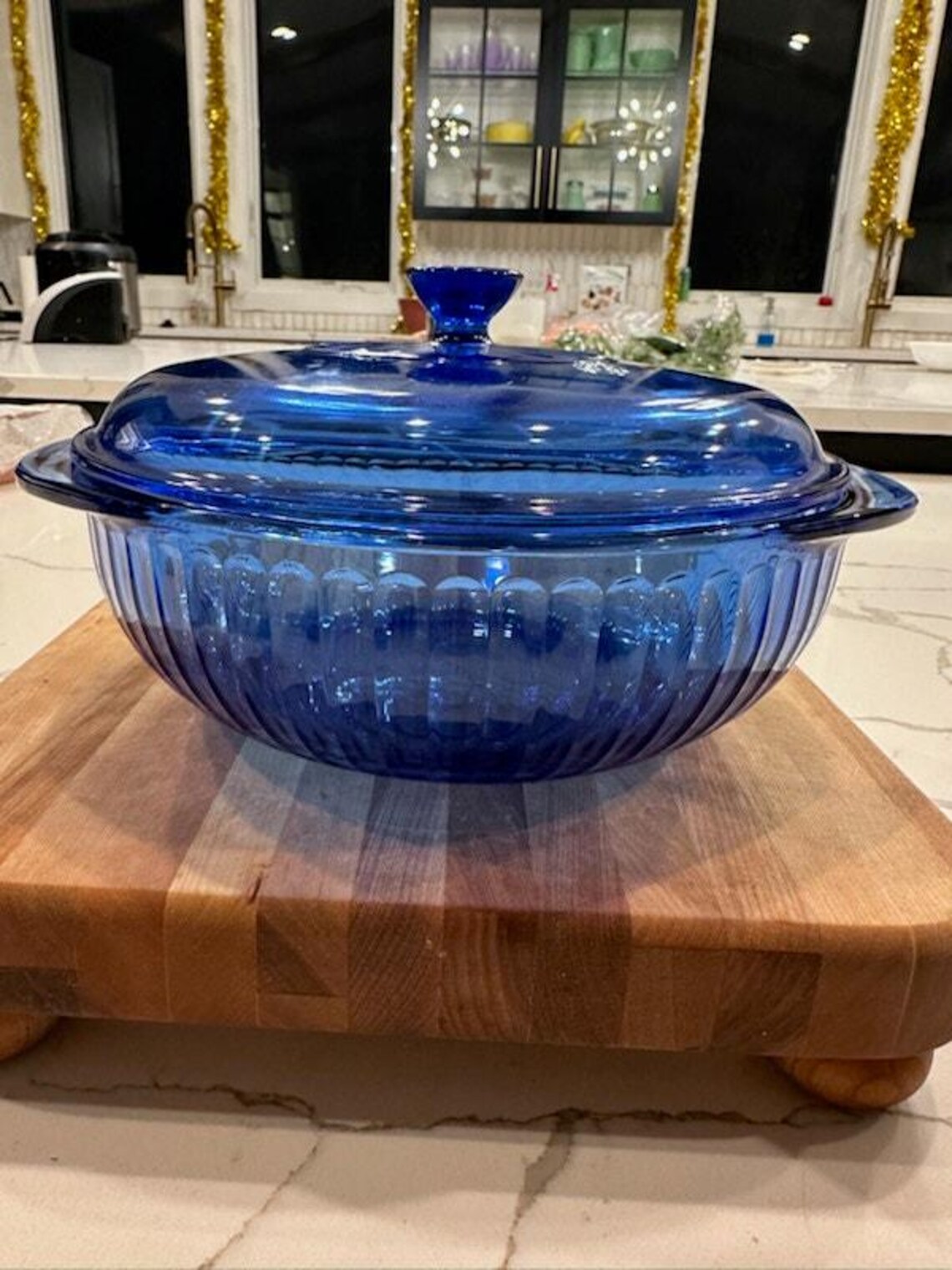 Vintage Cobalt Blue Pyrex 2-quart Round Casserole With Lid – Ribbed ...
