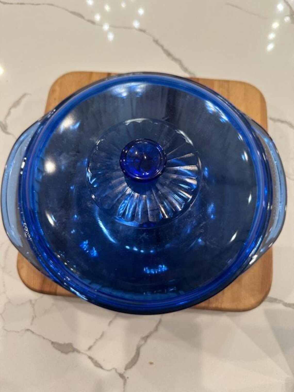 Vintage Cobalt Blue Pyrex 2-quart Round Casserole With Lid – Ribbed ...