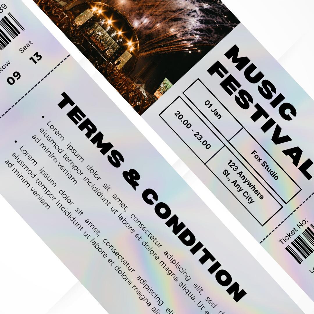 CANVA Custom Concert Event Printable Tickets Made Editable Easy: Design ...