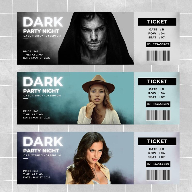 CANVA Custom Paty Night Event Printable Tickets Made Easy: Design, Edit ...