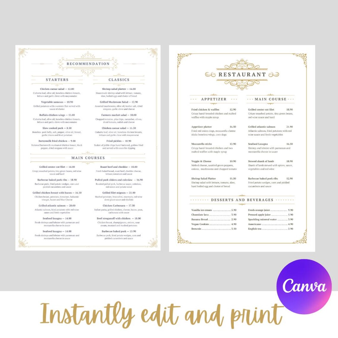 Elegant & Modern Restaurant Digital Menu Template | Fully Customizable ...