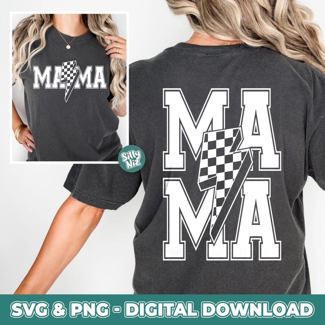 Retro Mama Lightning Bolt SVG PNG: Mom Life Sublimation (digital ...