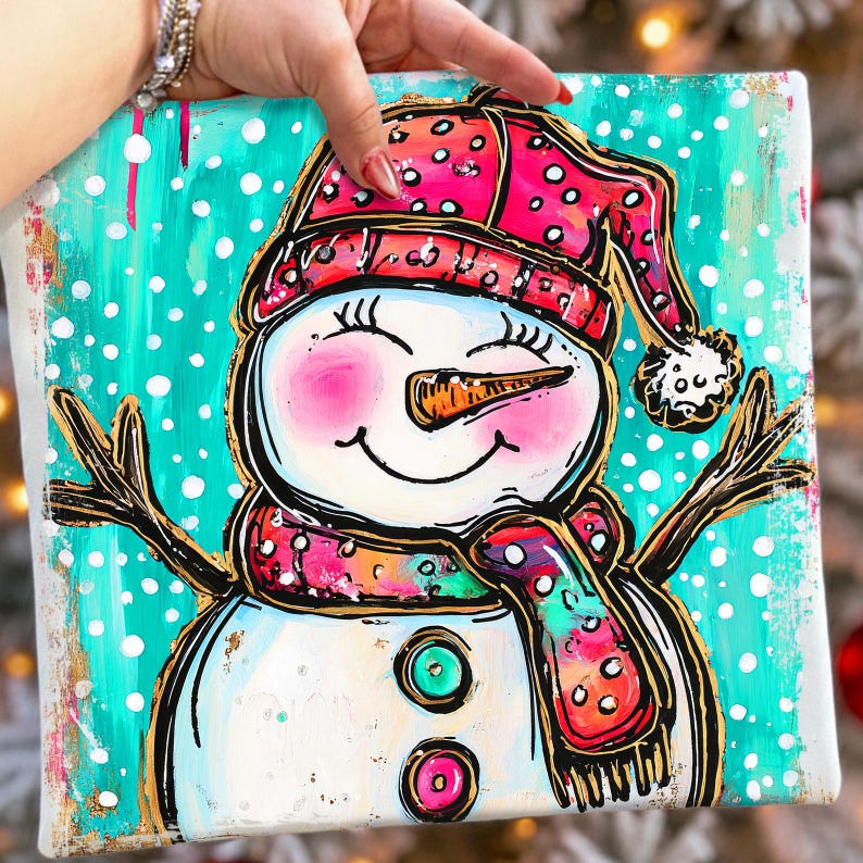 Preppy Christmas Snowman PNG, Girly Cowgirl Xmas Design (digital ...