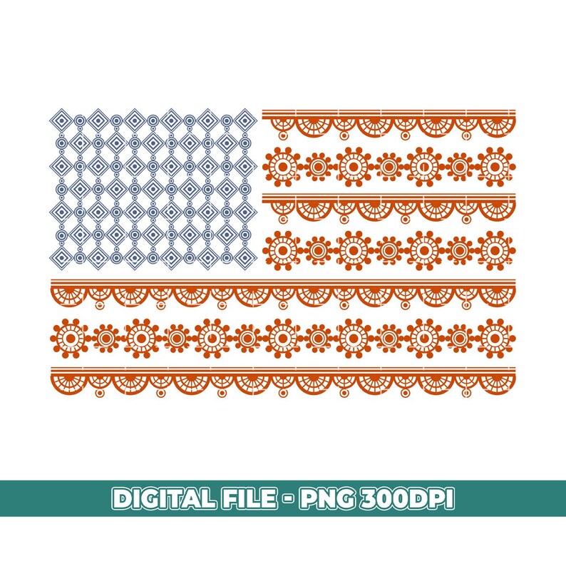 USA Lace Edge American Flag Png, 4th of July Png, Preppy Patriotic, Red ...