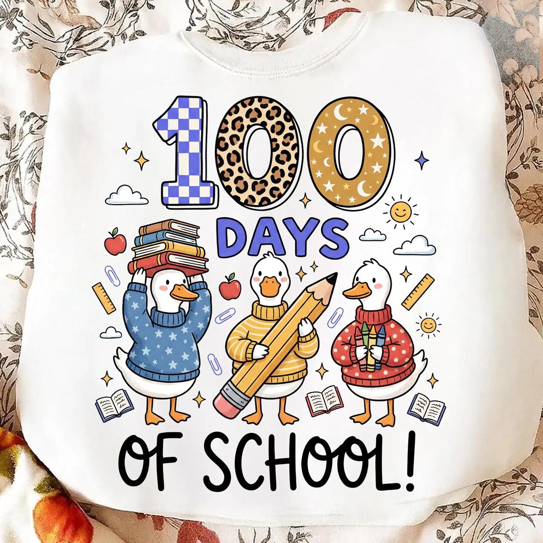 100 Days of School Ducks PNG, Cute Goose Teacher Png, Classroom School ...