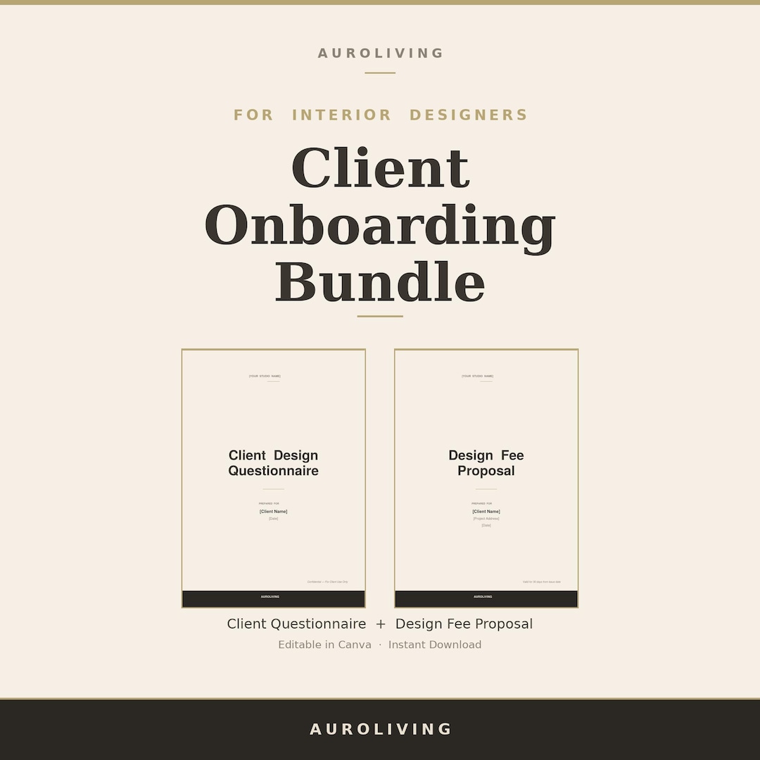 Interior Designer Client Onboarding Bundle | Questionnaire, Proposal ...