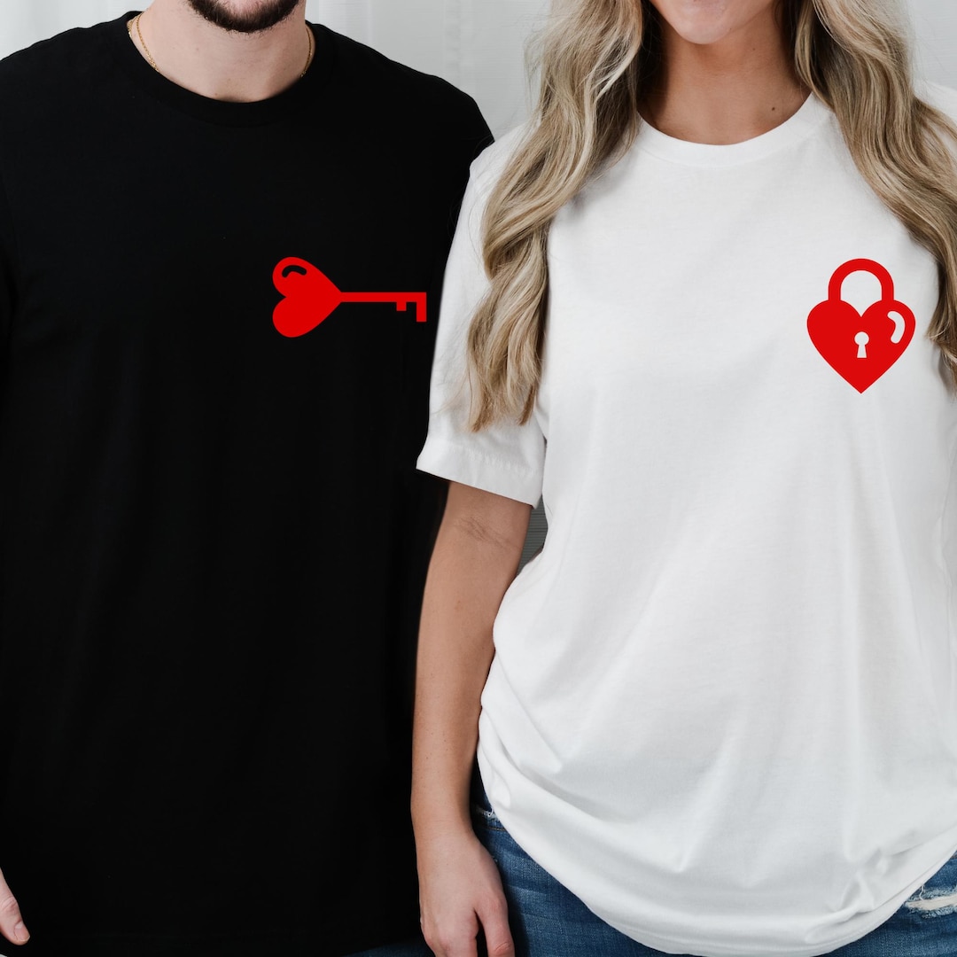 Heart Lock and Key Shirt, Matching Couple Shirts, Wedding Gift, Couple ...