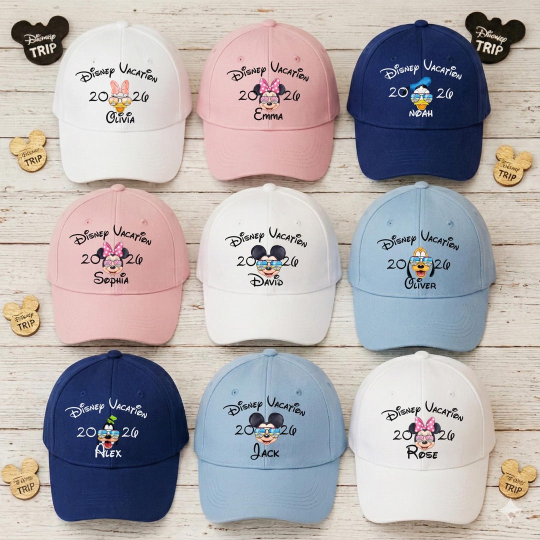 Custom Name Disney Vacation 2026 Hat, Personalized Family Disney Trip ...