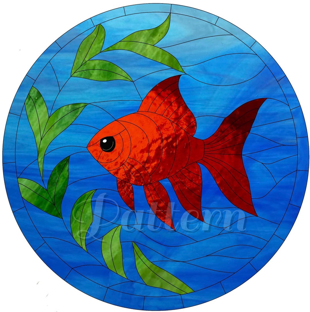 Stained Glass Pattern, Fish, Mosaic, Fusing,drawing - Etsy