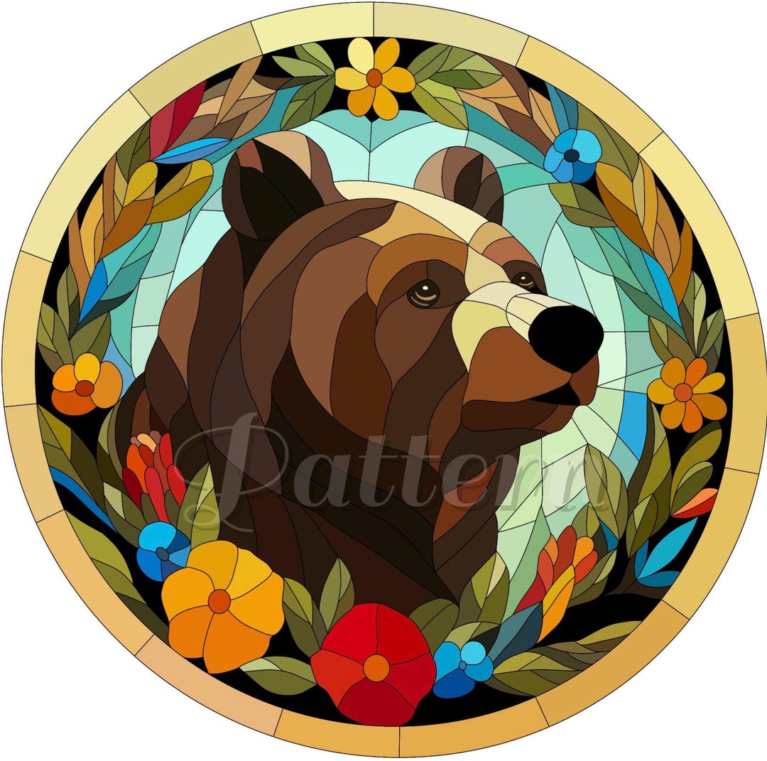 Stained Glass Bear Pattern, Suncatchers, Mosaic, Fusing - Etsy