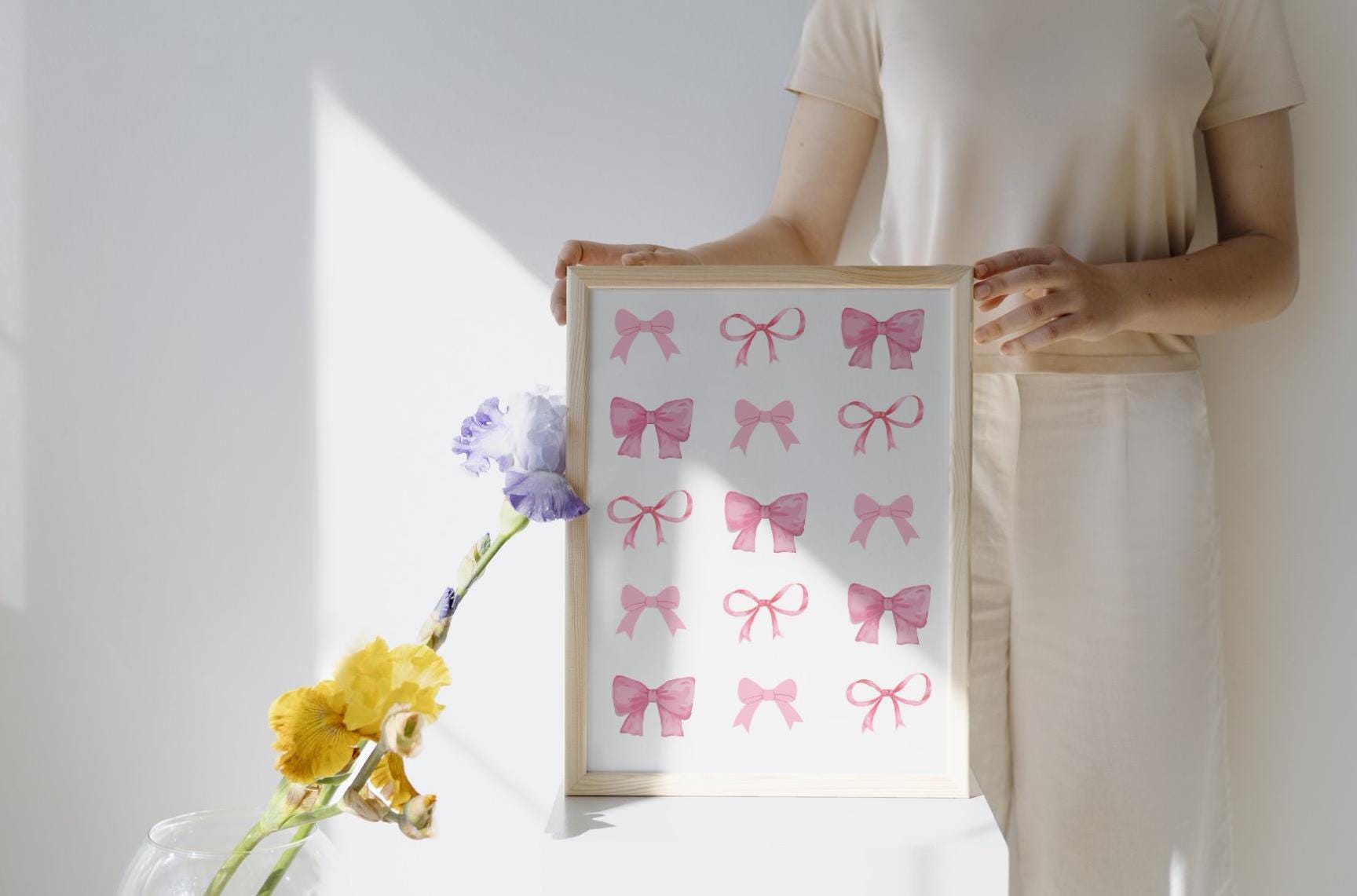 Pink Bow Print - Etsy