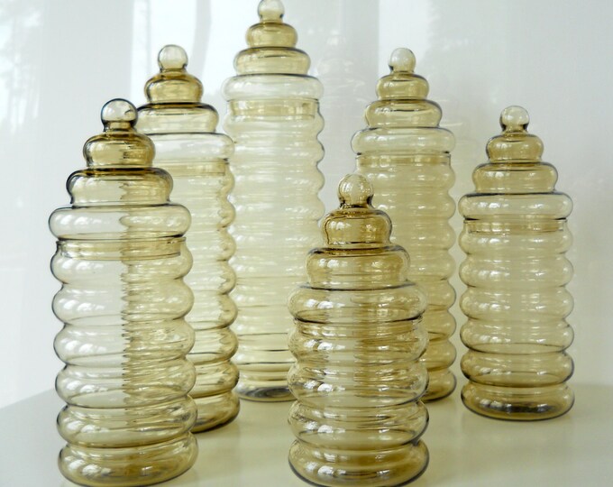 Vintage Holmegaard Primula Glass Canisters, Set of Six - Etsy