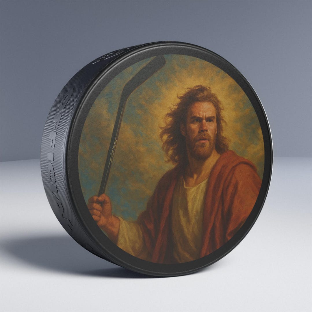 Funny Mcjesus Mcdavid Inspired Hockey Puck, Edmonton Oilers Fan Gift ...