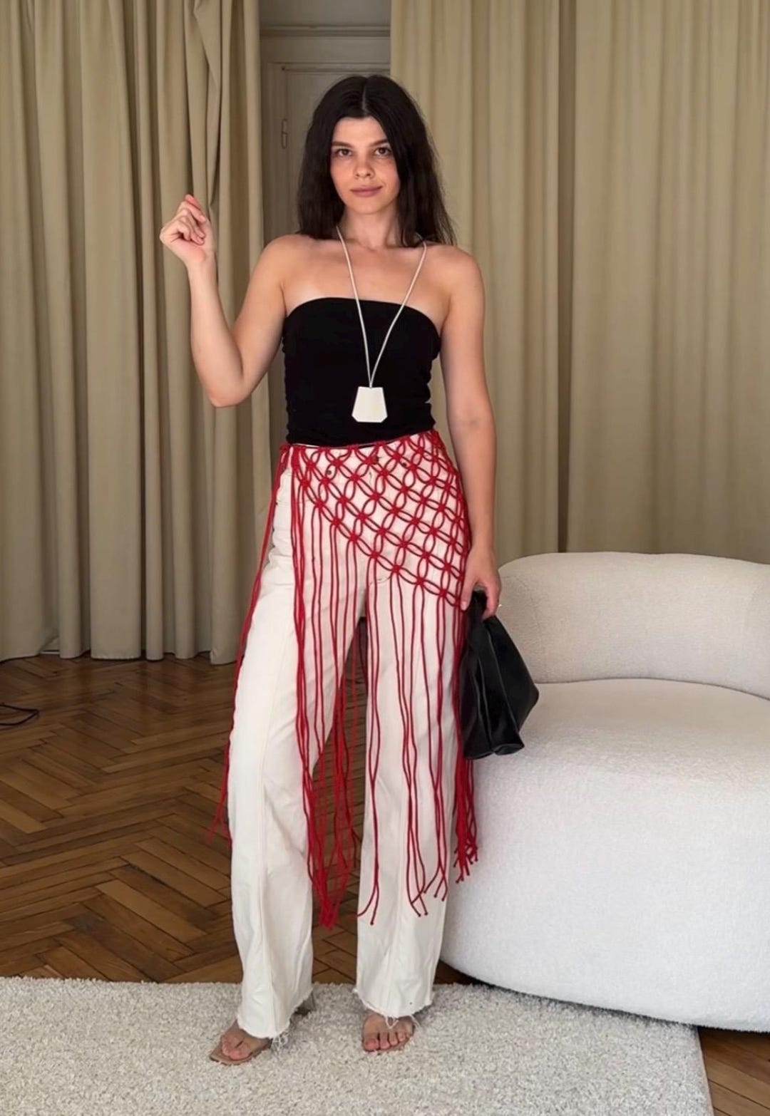 Handmade Macrame Belt Shawl – Boho Hip Wrap, Fishnet Skirt, Beach Pareo ...