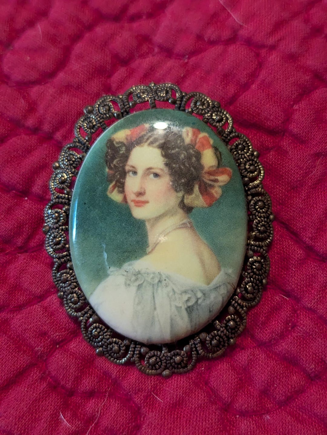 1980's West German Brooch With Victorianesque Portrait of a Woman - Etsy