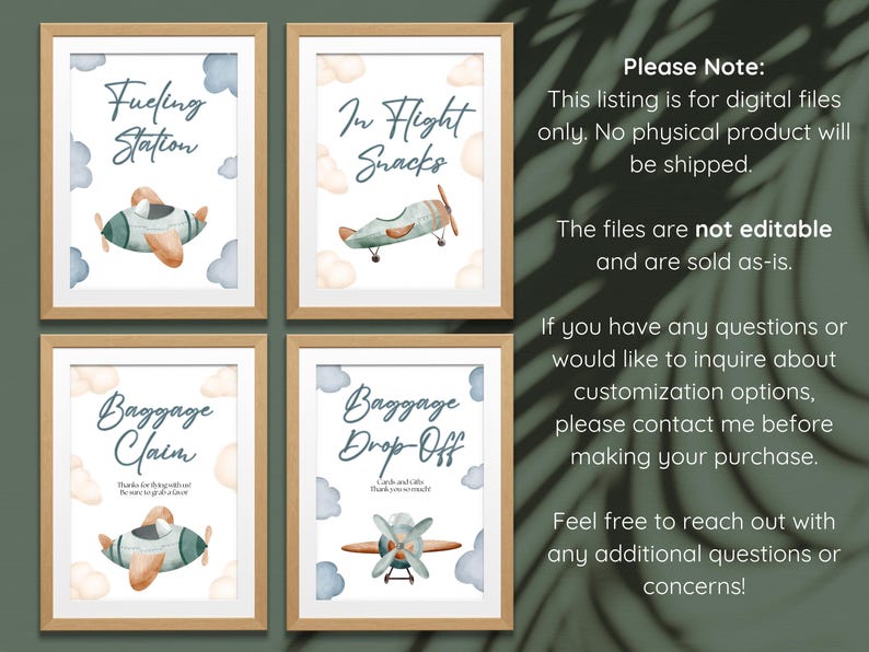 Airplane Vintage Party Signs - Baggage Claim - Drop off - in Flight ...